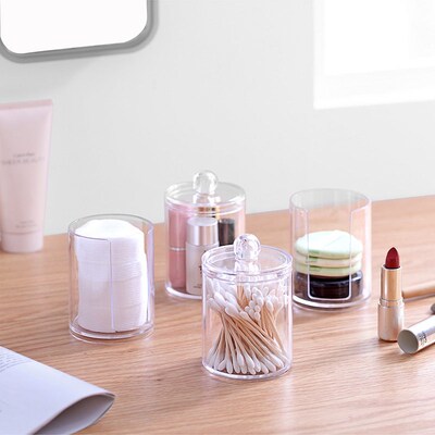 Cosmetic Storage Box Cotton Swabs Container Jars Transparent