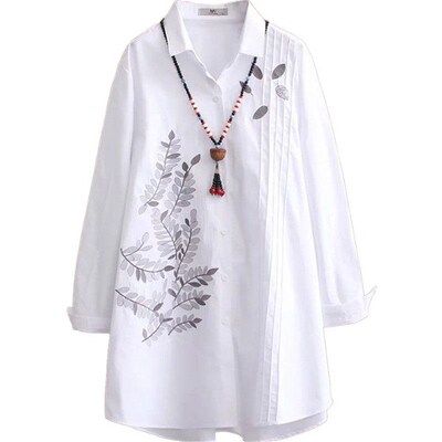 Womens ops Large Size Blusas White Long Sleeve Blouse Sprin