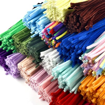 100pcs Colorful Chenille Stems Pipe Cleaners Plush Tinsel St
