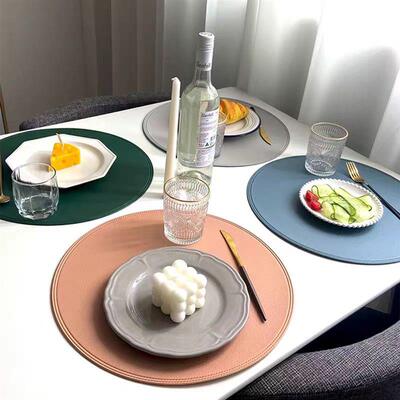 38CM circular luxury imitation leather Western dining mat