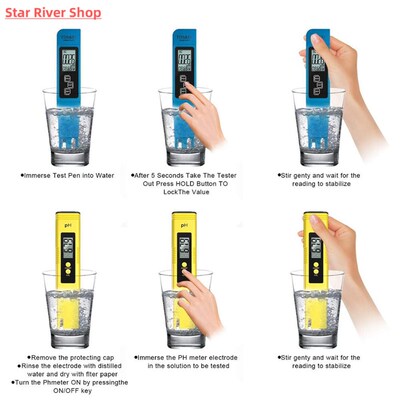 2Pcs TDS Meter Digital Water Tester Digital 0.0-14.0 PH Mete