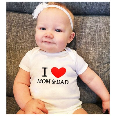 Summer Newborn Infant Baby Clothes I Love Mom & Dad Cute