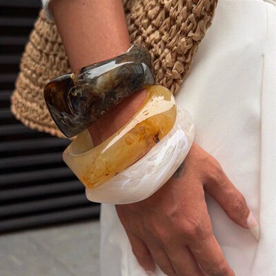 Ingemark Exaggerated Resin Geometric Chunky Bangles for Wome
