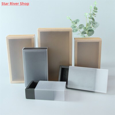 kraft paper gift box PVC transparent window black box packag