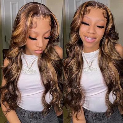 30 Inch Colored Highlight Human Hair Wigs Brazilian Glueless
