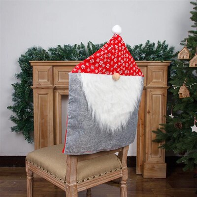 Burlap Chair Cover - Faceless Forest Gnome Christmas Decor