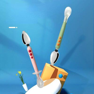Baby Fruit Scraping Mud Spoon Feeding Spoon Soft Silicone Sp