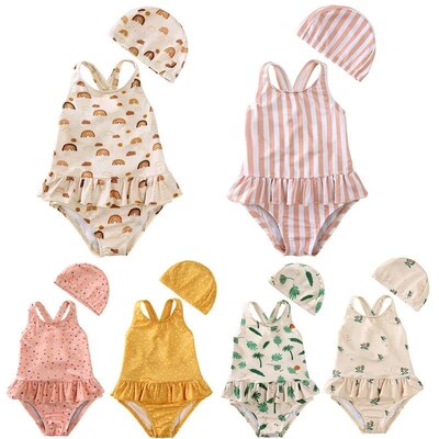 Baby Girl Swimsuit One Piece Swimming Jumpsuit Ruffles Bathi