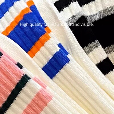 5pairs Women Socks Autumn and Winter Striped Sports Socks Co