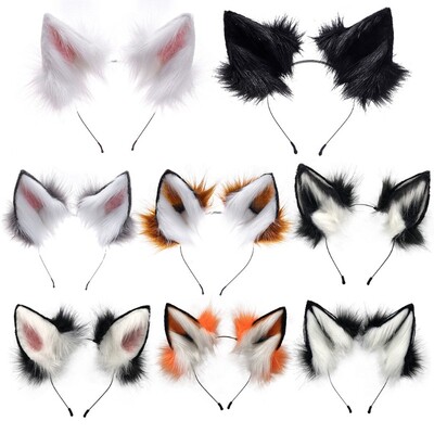 Handmade Adjustable Furry Wolf Ears Fox EarsHeadband Simulat