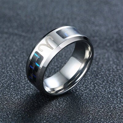 Vnox Twelve Constellations Rings for Men Women 8mm Stainless