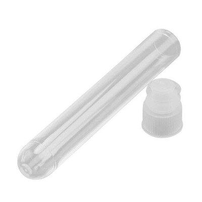 100Pcs Clear Plastic Test Tubes with White Screw Caps