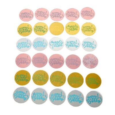 10 Pcs Acrylic Happy Birthday Cakecup Circle Toppers Cake