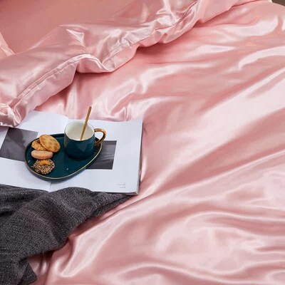 2022New Rayon Bedding Set Solid Color Bed Cover Set Twin Kin