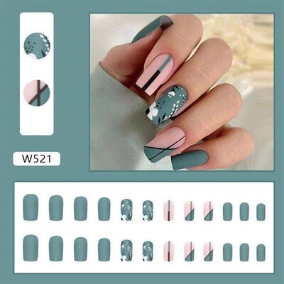 Olive Green Frosting -length False Manicure Long Lasting