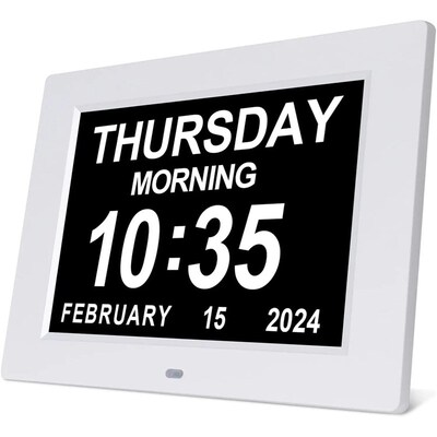 8 Inch Alarm -Dementia Clock With Custom Reminders& Large Di