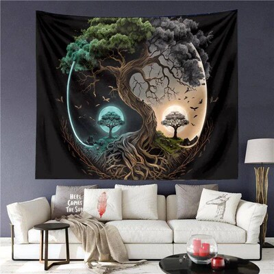 1 Pcs Of 75x58cm ree Print Frosted Tapestry Wall Hanging Liv