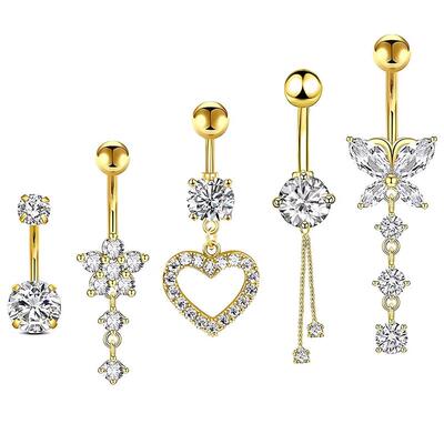5pcs/lot Dangled Belly Button Rings Belly Piercing Sets 14G