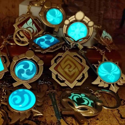 Genshin Impact Vision lnazuma Ganyu Keqing Xiao Keychain Lum