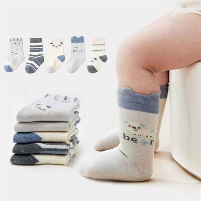 0-12 Year Cartoon Panda Cotton Baby Socks 5 pairs for Spring
