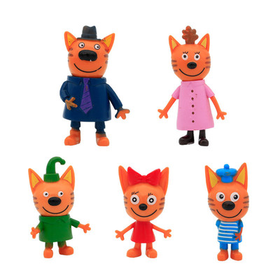 5Pcs 6-8CM Three Little Kittens Action Figure Toys Russian C