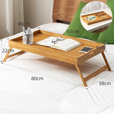 Laptop Desk Bamboo Foldable Breakfast Serving Bed Tray Porta