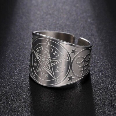 New In Occult Sigil of Baphomet Ring for Men Personality Dev