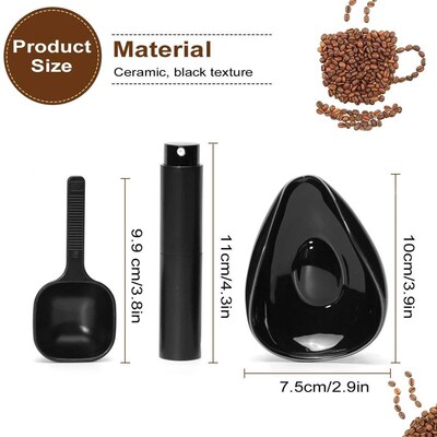 Leeseph Coffee Bean Dosing Cup and Spoon Set, Ceramic Dosing