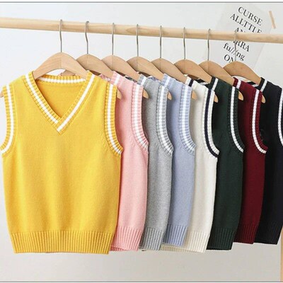 School Kids Knitted Vest Preppy Style Casual All-match Outer