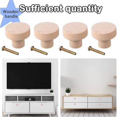 35x25mm 12/20/36pcs Wood Round Pull Knobs Natural Wooden Cab