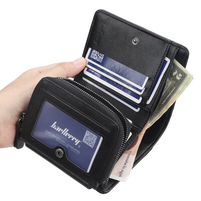 New Leather Men Wallets High Quality Zipper Short Desigh Car
