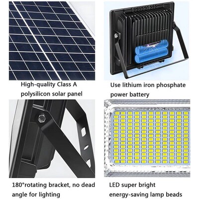 30W 25W 1000mAh Solar Flood Lights Remote Control Powered Sp