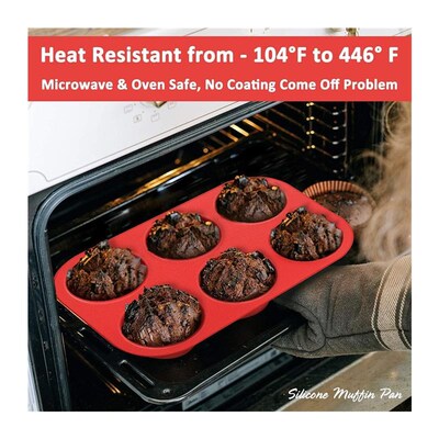 Silicone Muffin Pan 6 Cup Cupcake Baking Cups Egg Muffin