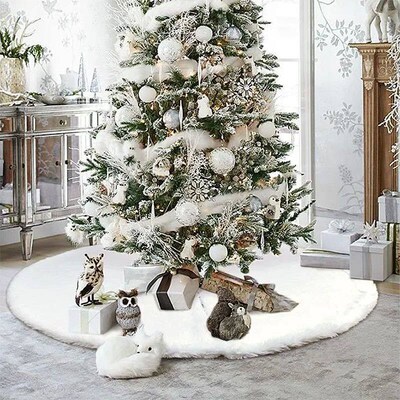 78/90/122cm Christmas Tree Skirts White Plush Mat Navidad Pl