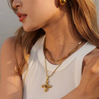 Youthway Fashionable Stainless Steel Natural Stone Cross Dan