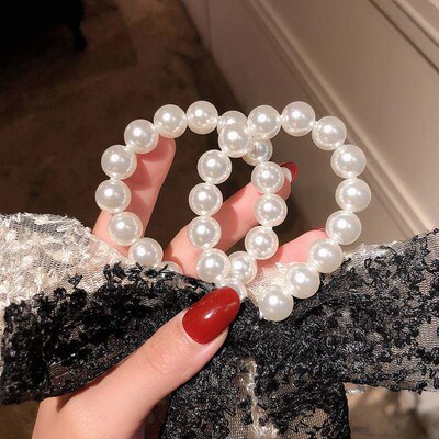 Super fairy bow hair circle mesh lace pearl hair rope broken