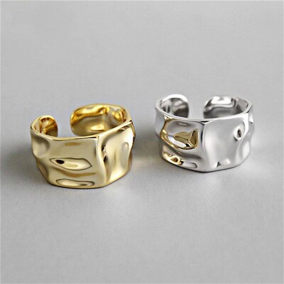 Concave-Convex Irregular Surface Wide Rings Men Women Vintag