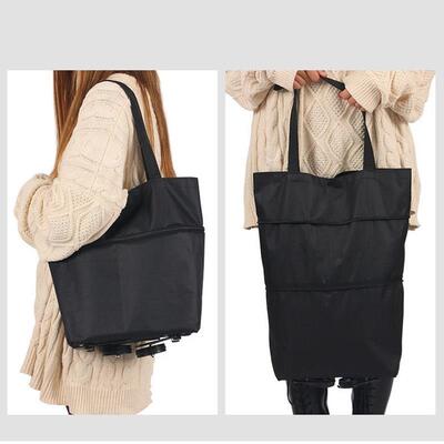 Foldable Grocery Shopping Cart Food Organizer Trolley Bag O
