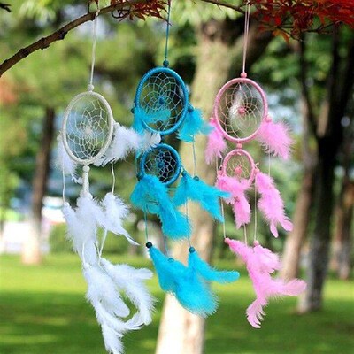 1pc Feather Girl Catching Dream Net Openwork Dream Catching