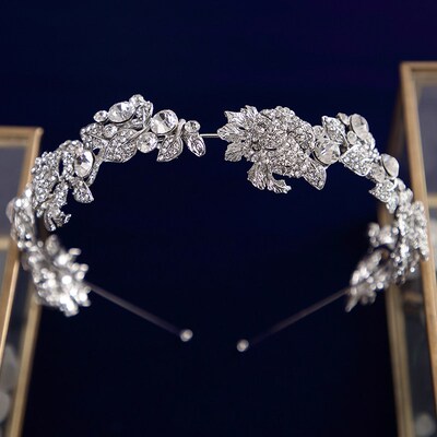 Elegant Flower Brides Headbands Crystal Brides Tiaras Headpi