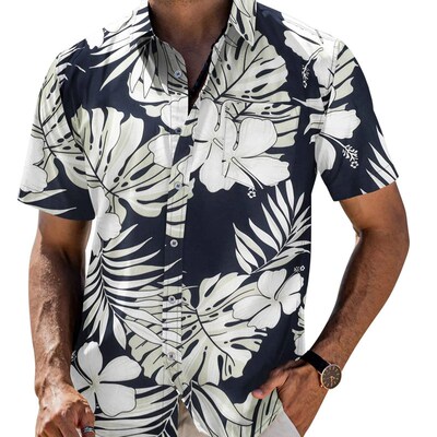 Summer Flowers Mens Vocation Lapel Camisa Oversized Unisex