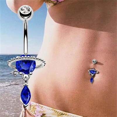 pc Stainless Steel Blue Belly Button Ring Navel Tragu