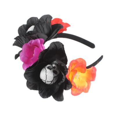 Halloween Horror Skull Lace Headband Artificial Flower wreat