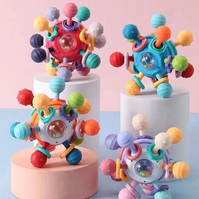 Baby Montessori Toys 0 12 Months Sensory Rattle Teether Gras