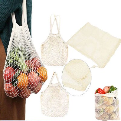 Portable Reusable Grocery Bags Vegetable Bag Washable Cotton