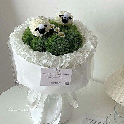 Cute bouquet Ping-pong chrysanthemum Green hairball Lamb Sha