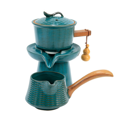 石磨茶具懒人防烫茶壶功夫装陶瓷半自动过滤旋转泡茶器茶杯盖子