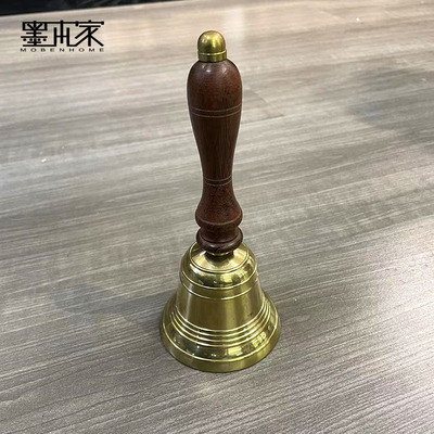 手工纯黄铜铃铛手摇铃铛上菜点餐厅学校上课铃活动会议提醒