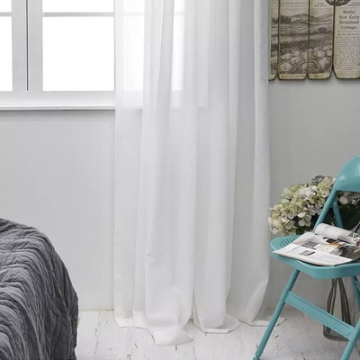 白色窗纱透光不透人纯色纱帘阳台飘窗客厅卧室隔断隔热窗帘半遮光