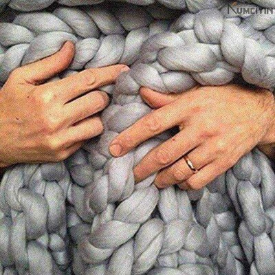 -handmade chunky knit blanket wool bulky knitted throw gift-